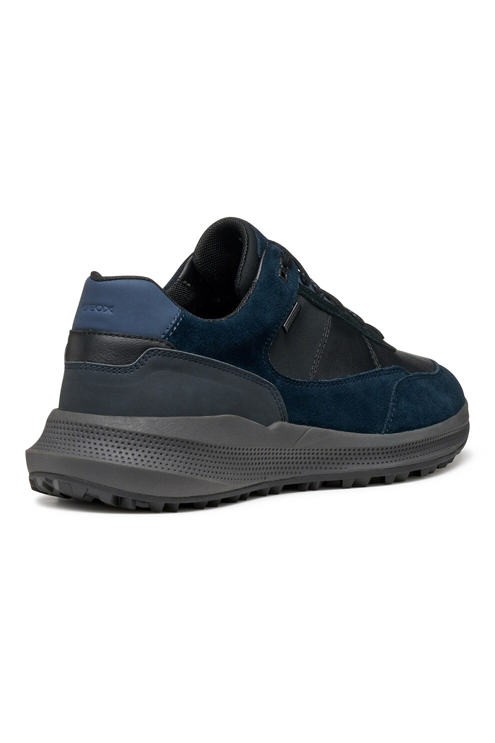 Geox, Pantofi sport impermeabili din piele si piele intoarsa, Negru ...