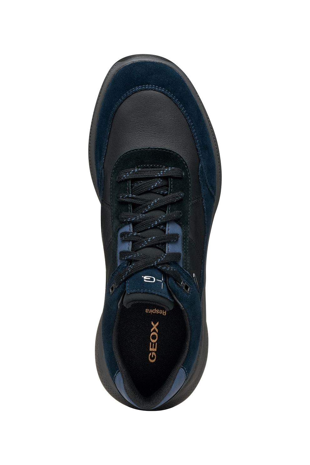 Geox, Pantofi sport impermeabili din piele si piele intoarsa, Negru ...