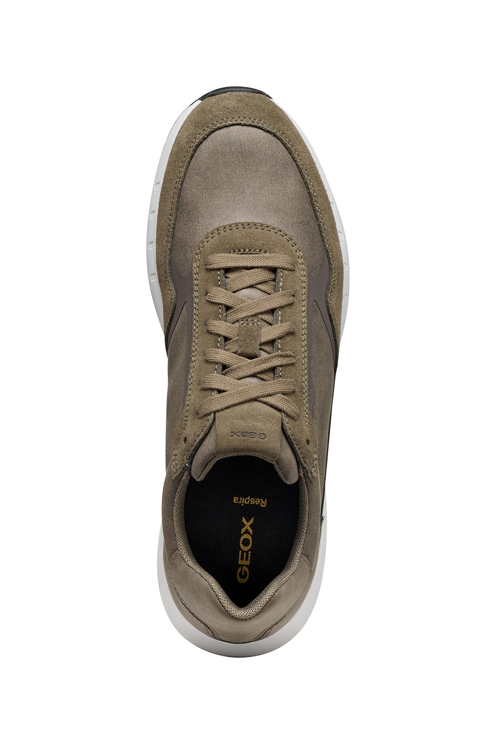 Geox, Pantofi sport cu insertii de piele intoarsa, Maro fango, 44 - eMAG.ro