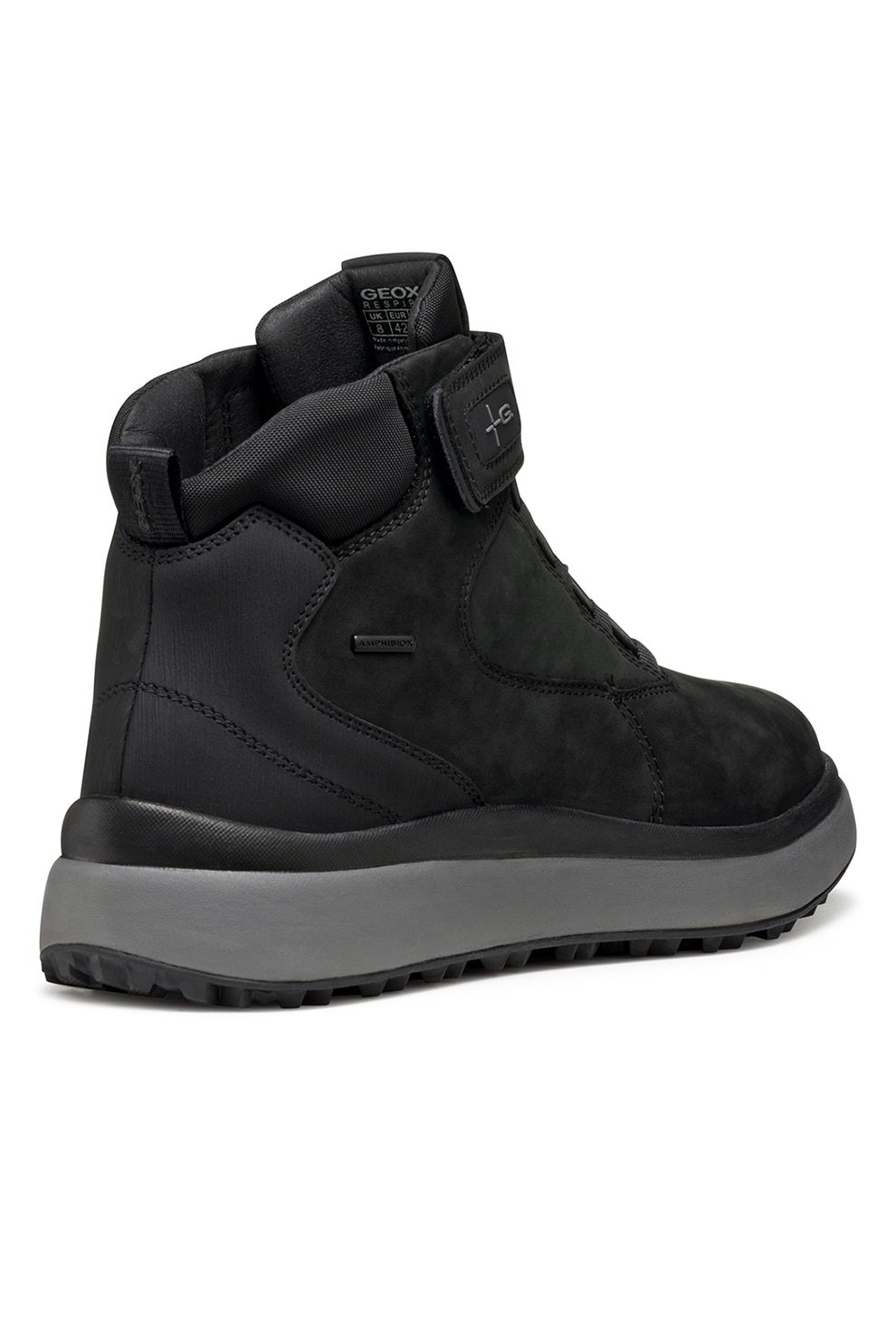 Geox, Ghete de piele cu velcro, Negru, 42 - eMAG.ro