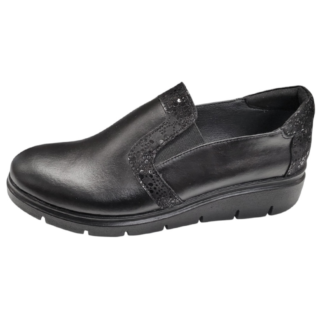 Pantofi Dama Negri Din Piele Naturala, Talpa Usoara Ortopedica 2, 5cm ...