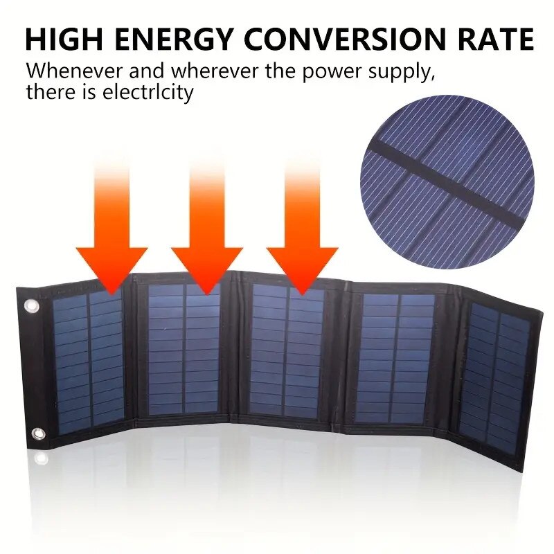 Panou solar 35W SkyTechs® pliabil in 5 cu incarcator solar USB portabil ...