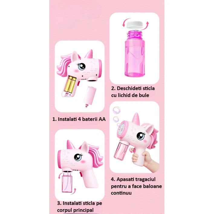 Pistol pentru Baloane de Sapun cu Rezervor pentru Solutie, Explozie de ...