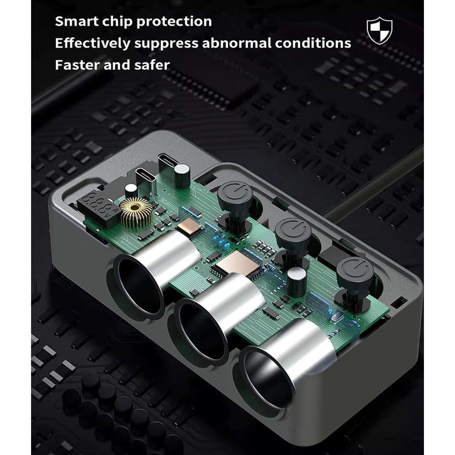 Adaptor priza auto 8 in 1, 120W, 3x Soclu auto, 3 x QC3.0 USB, 2 x 35W ...