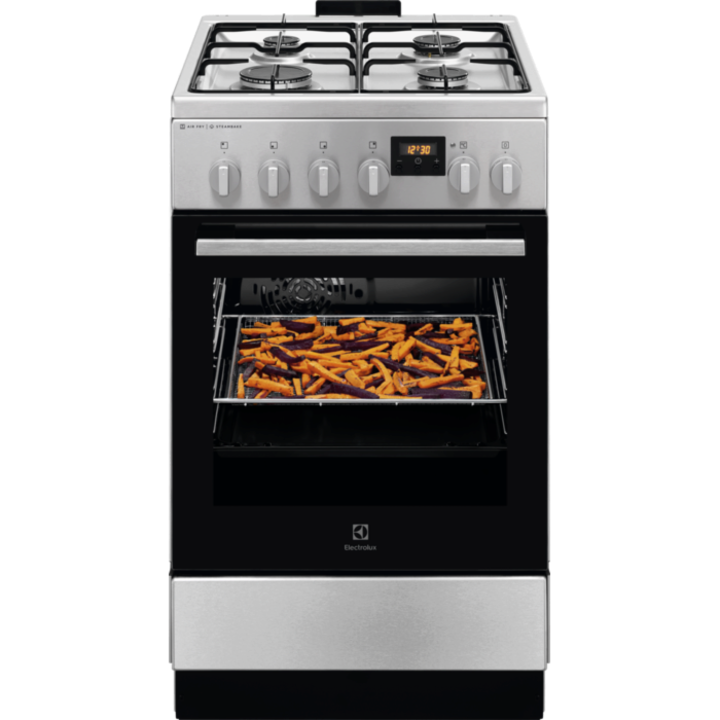 Aragaz Electrolux LKK560222X, Mixt, 4 arzatoare gaz, Gratare de fonta ...