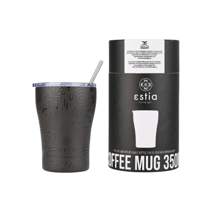 Cana termos Estia Home Art, Coffee Mug, 350ml, negru - eMAG.ro