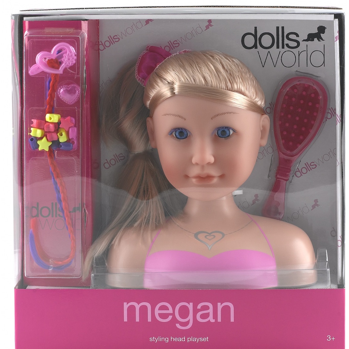Cap de papusa pentru coafat, Megan Dolls World, cu accesorii ...