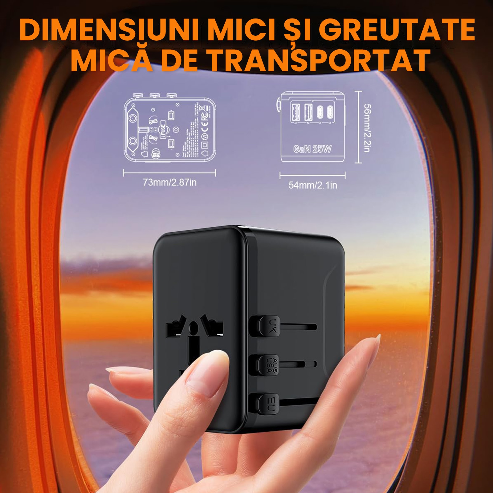 Adaptor Convertor Priza Universal de Calatorie, NAIXUES®, Incarcare ...