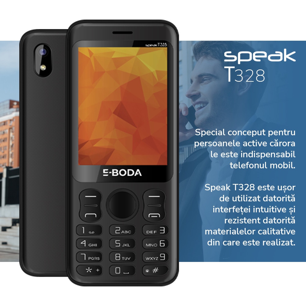 Telefon Mobil E-Boda Speak T328, Cu butoane, Bluetooth 2.0, Dual Sim ...