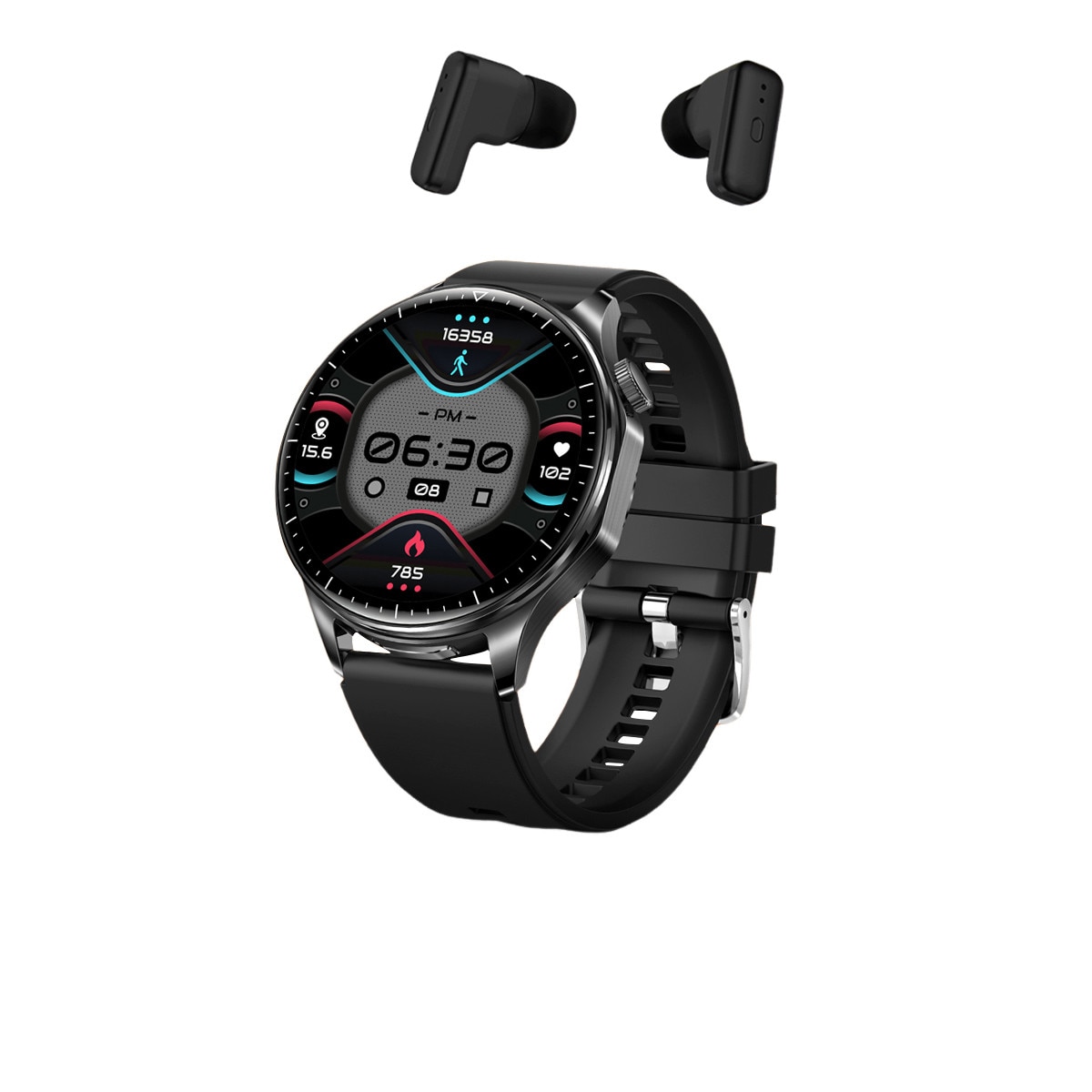 Ceas inteligent cu casti TWS, 1.93 inch, monitorizare ritm cardiac si ...