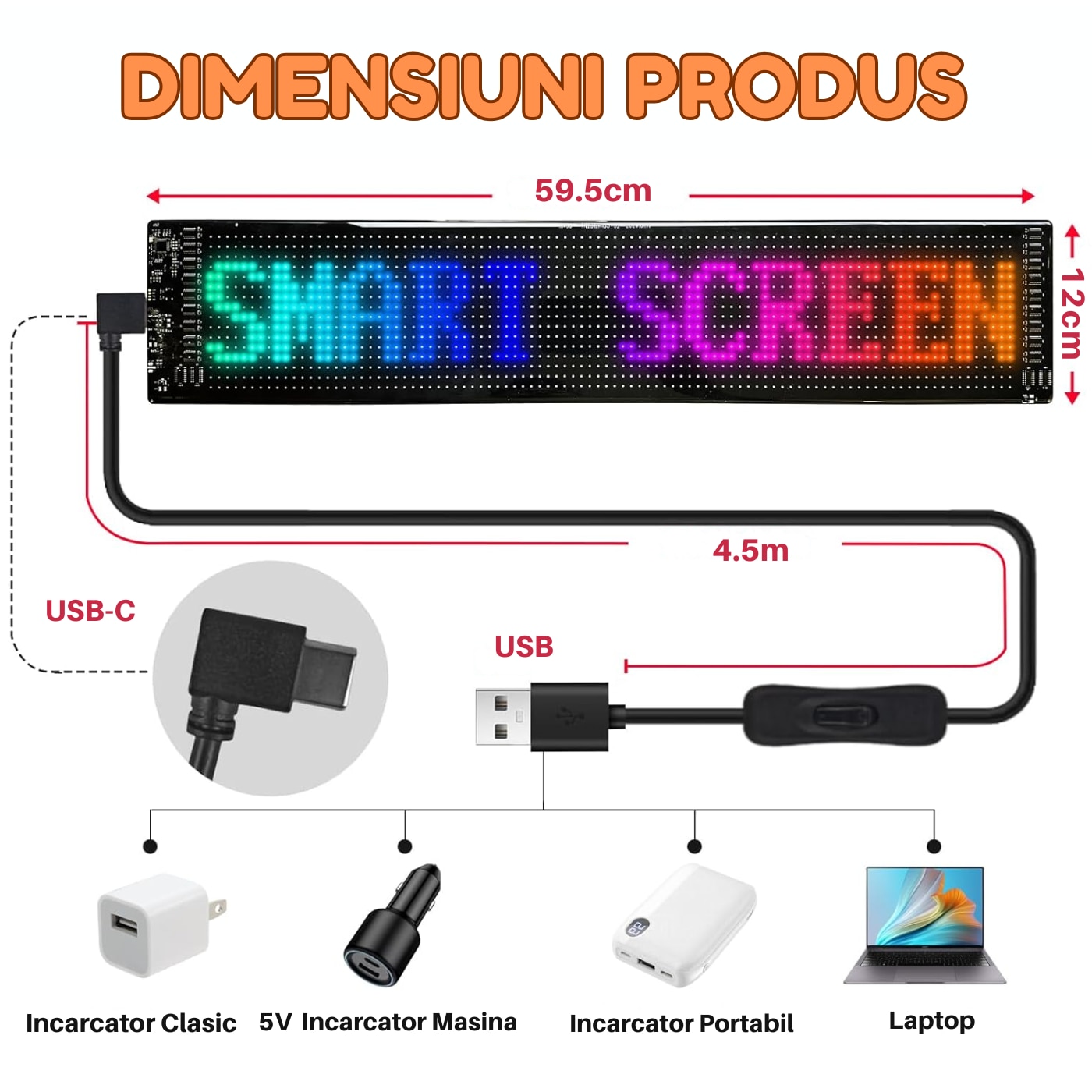 Afisaj LED Flexibil Programabil android si ipnone KLASTEP, Control prin ...