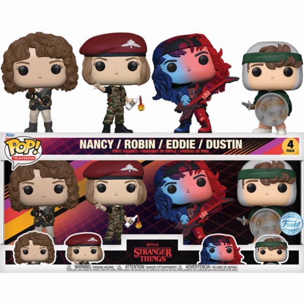 Figurine Funko POP! Stranger Things - Set 4-Pack Nancy, Robin, Eddie ...