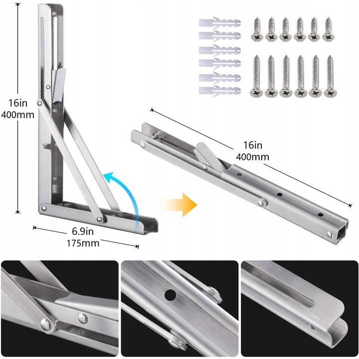 Set 2 Suport Raft Pliant 40cm, Suness, Rezistenta 130kg - Consola ...