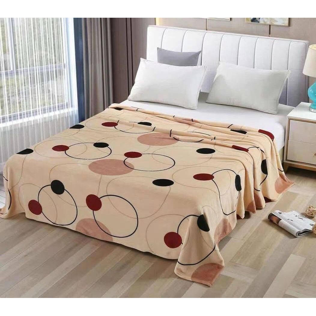 Patura cocolino pufoasa, 200x230cm, Model Crem cu Cercuri - eMAG.ro