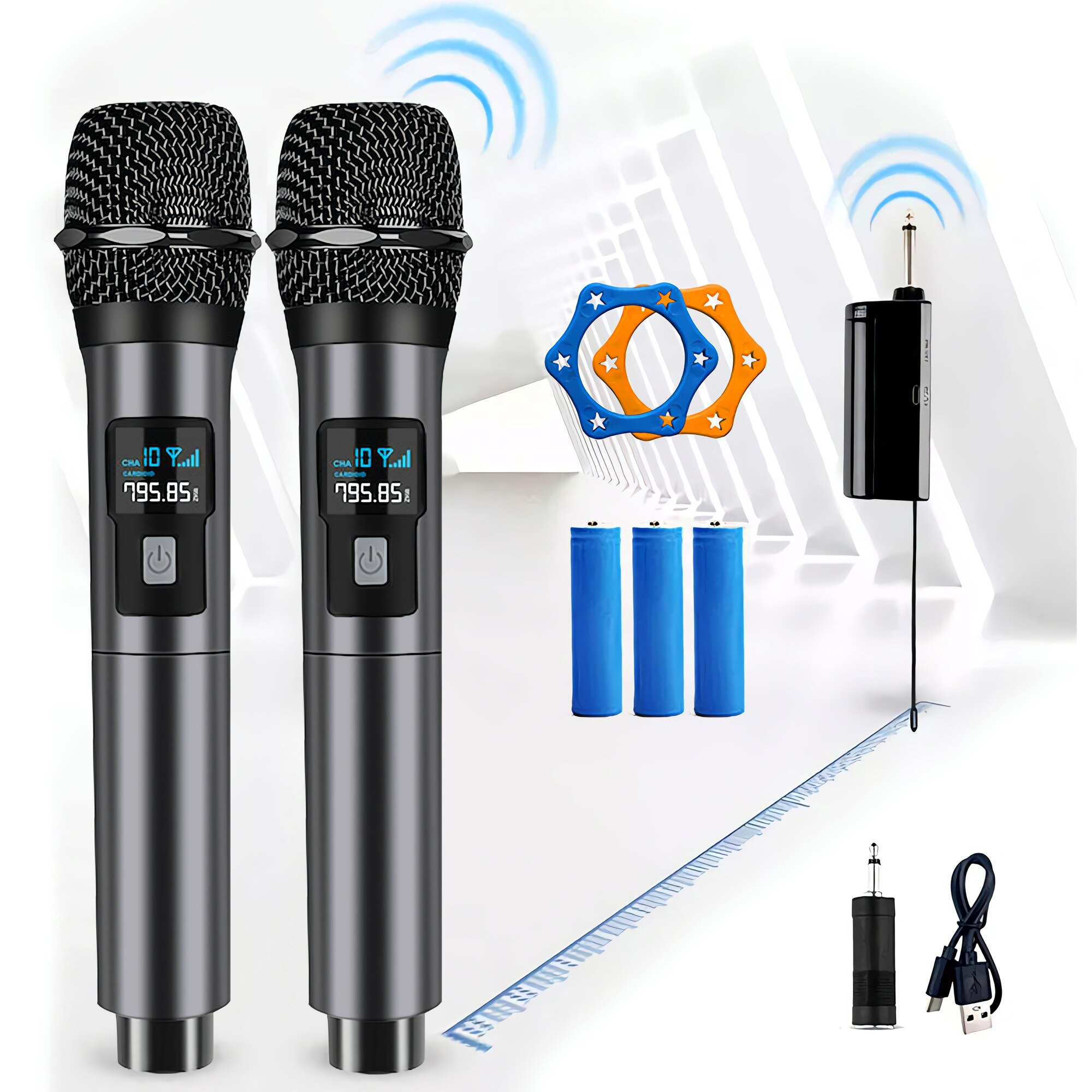 Set 2 Microfoane Wireless pentru Karaoke, Excitat®, Digital, Anulare ...
