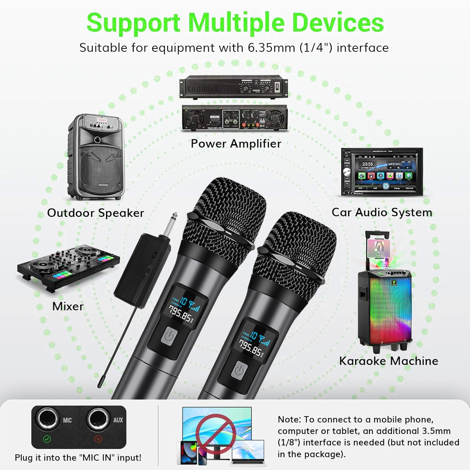 Set 2 Microfoane Wireless pentru Karaoke, Excitat®, Digital, Anulare ...