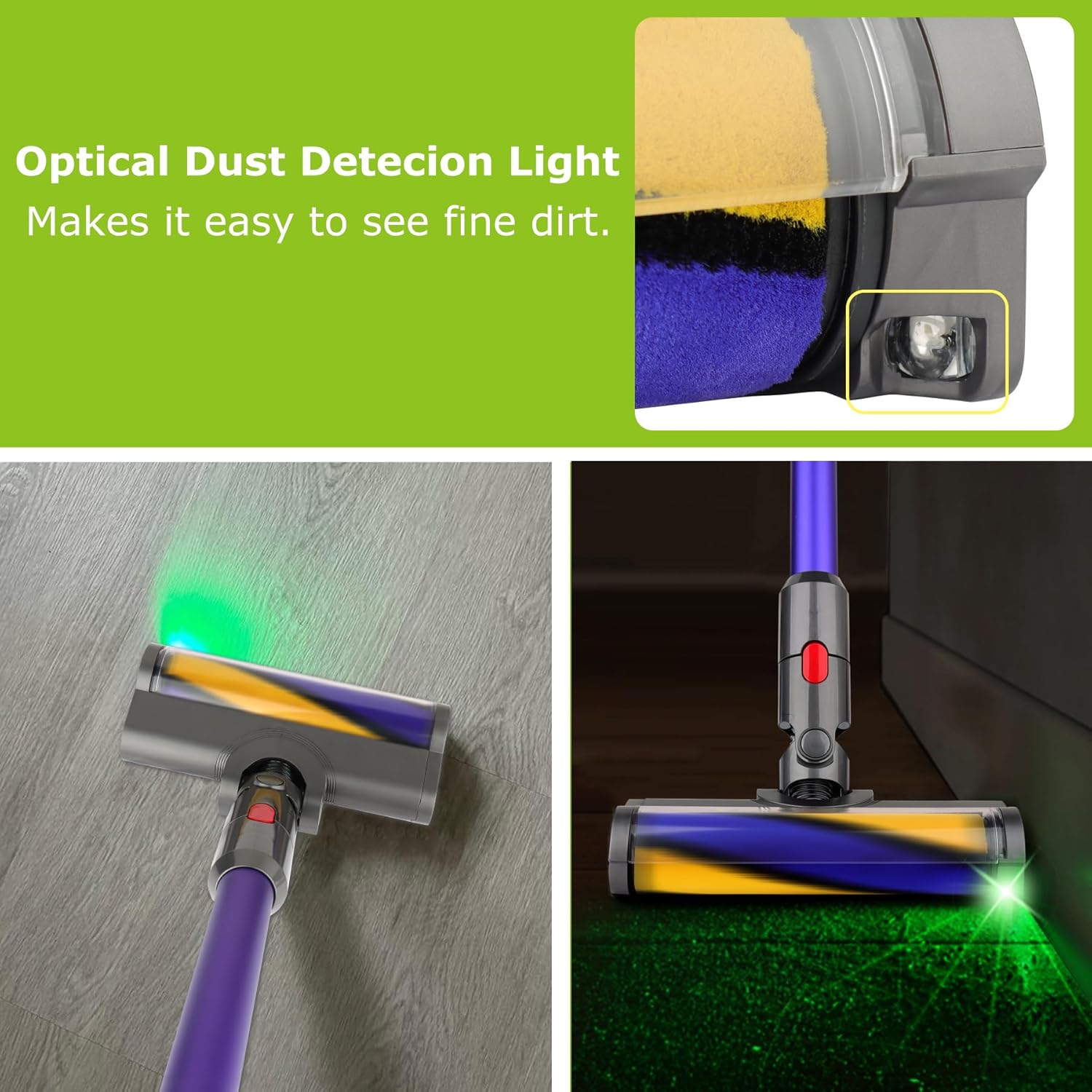 Perie cu rola moale pentru Dyson V7 V8 V10 V11 V15, cu lumini LED, 25 ...