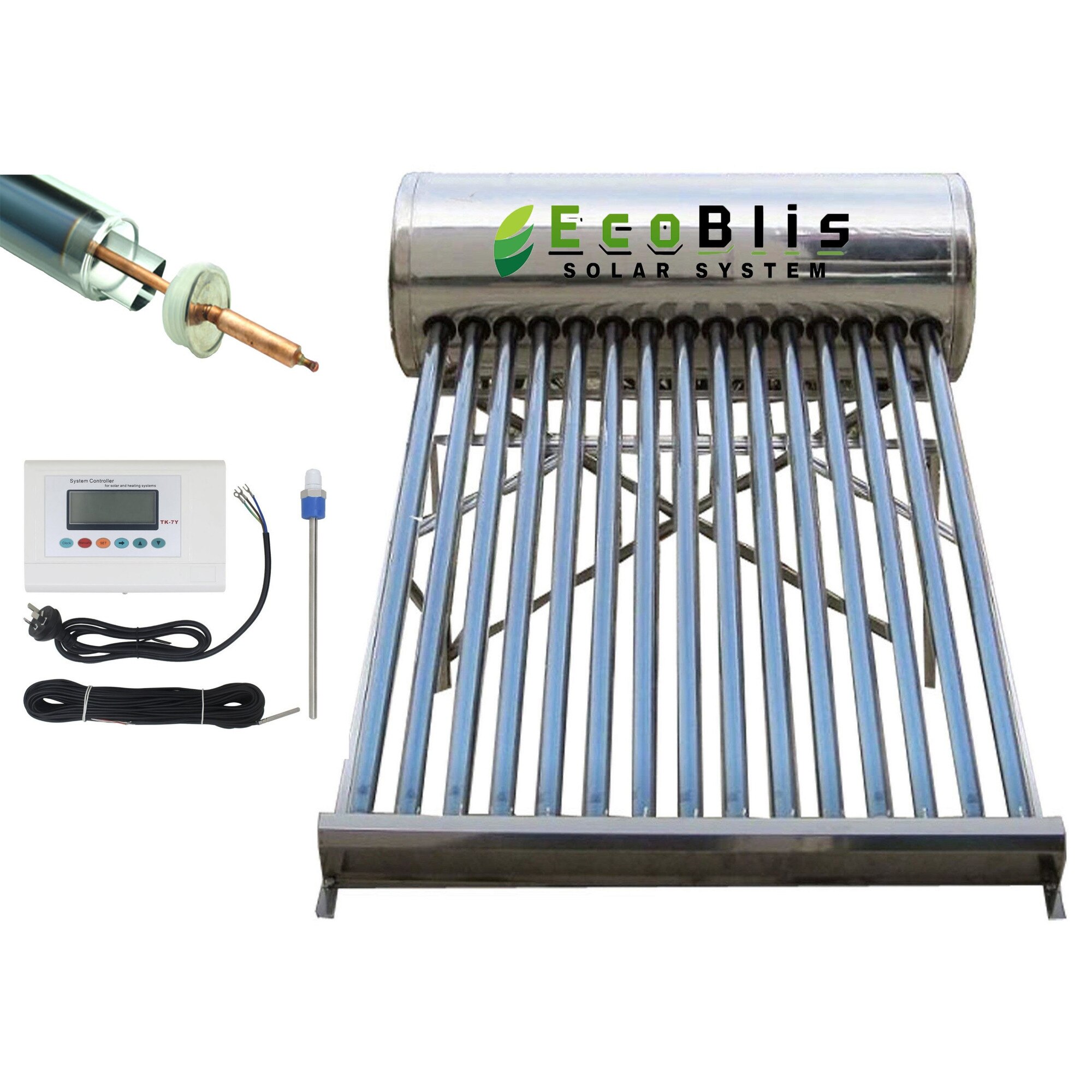 Panou solar apa calda Presurizat 150L ECOBLIS + Controller + Rezistenta ...