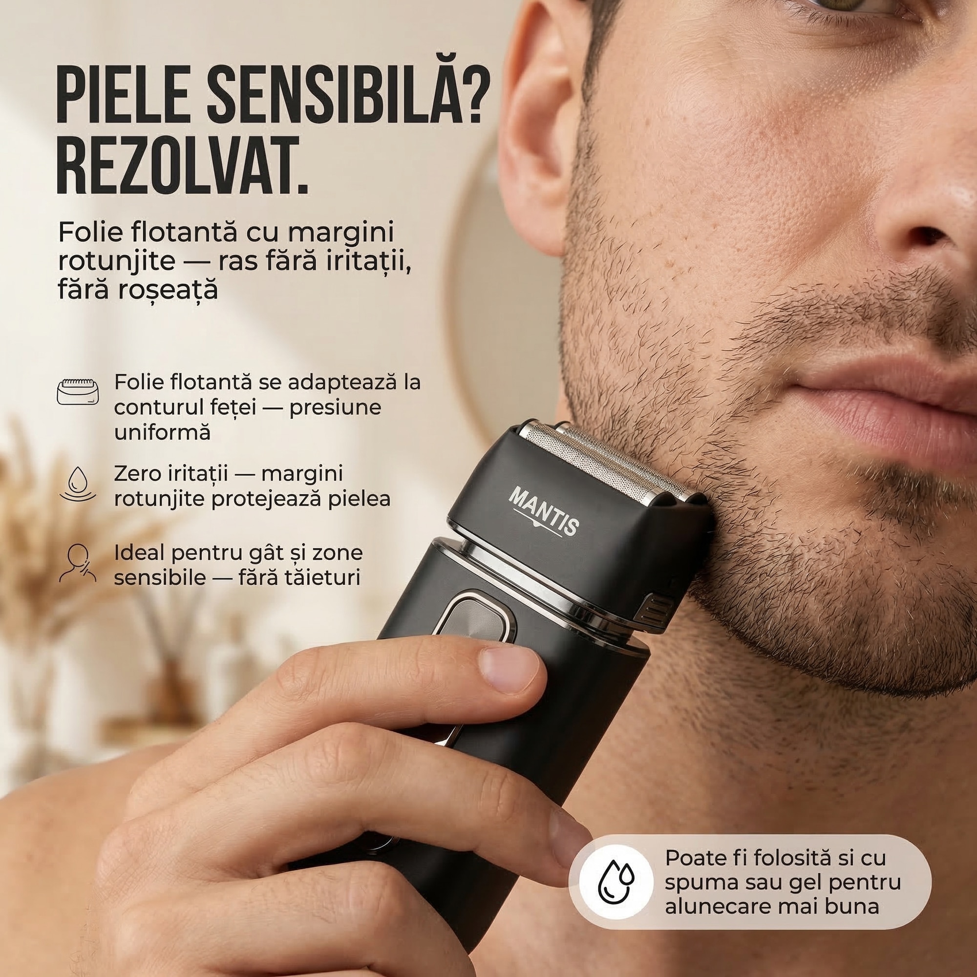 Aparat de ras electric MANTIS Shaver 2-in-1 Trimmer+Folie, USB-C Wet ...