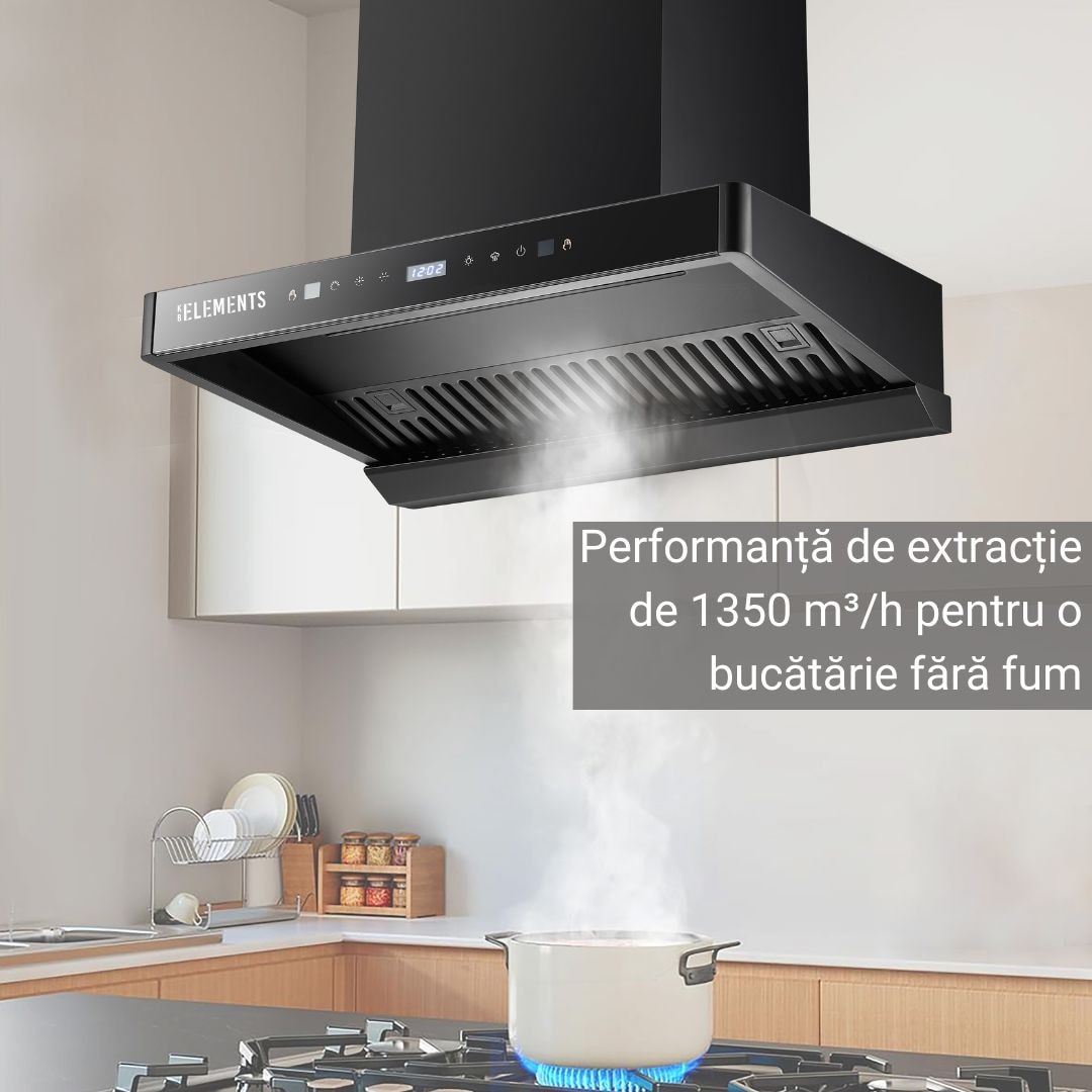 Hota de Bucatarie KB-ELEMENTS, 90cm – Putere 1350 m³/h, Motor BLDC ...