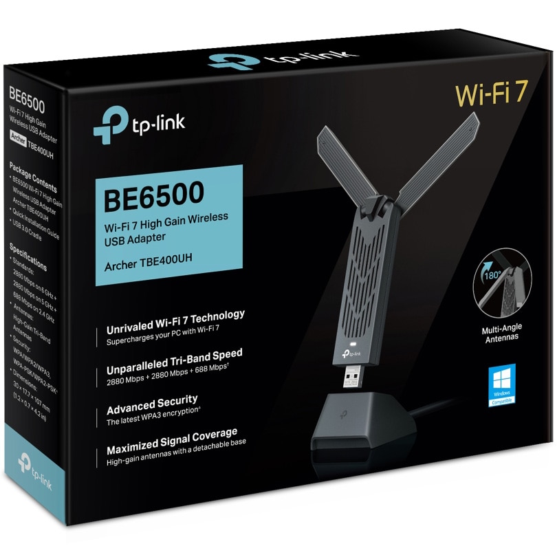 Adaptor Wireless TP-Link Archer TBE400UH, BE6500, Tri-Band, Wi-Fi 7 ...