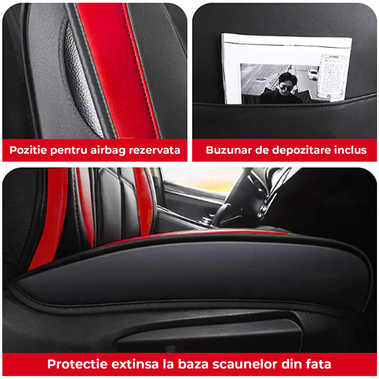 Set 5 Huse Scaune Auto Elindor® Universale, Impermeabile, Husa pentru ...