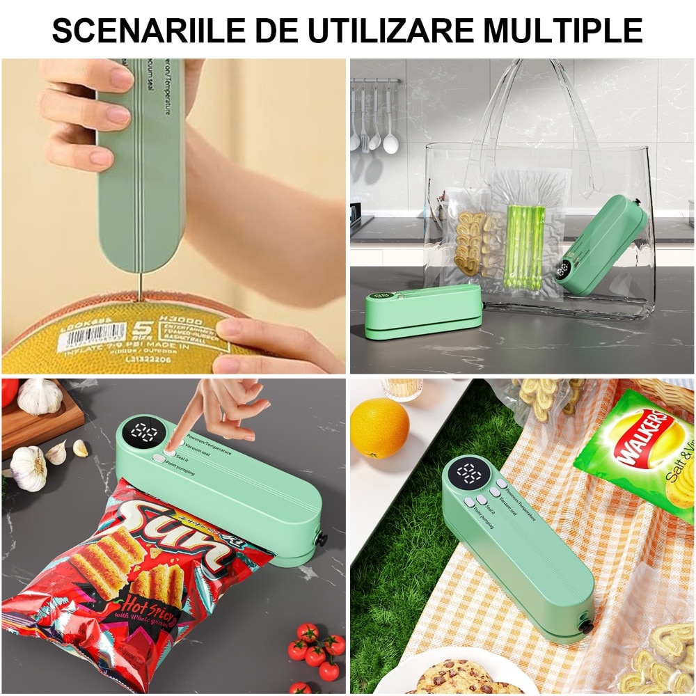 Aparat de vidat portabil, 3 in 1, pentru alimente solide si lichide, 30 ...