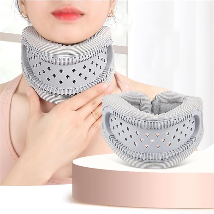 Guler cervical, ajustabil, spuma moale, gri, pentru suportul gatului ...