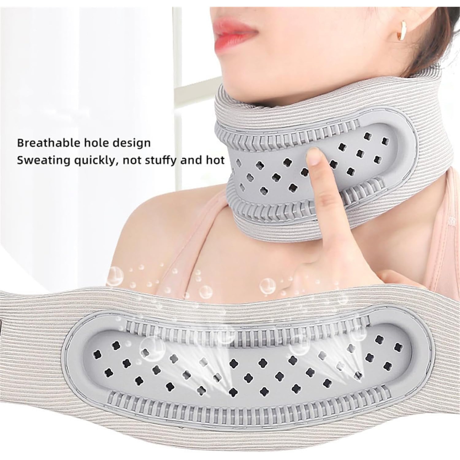 Guler cervical, ajustabil, spuma moale, gri, pentru suportul gatului ...