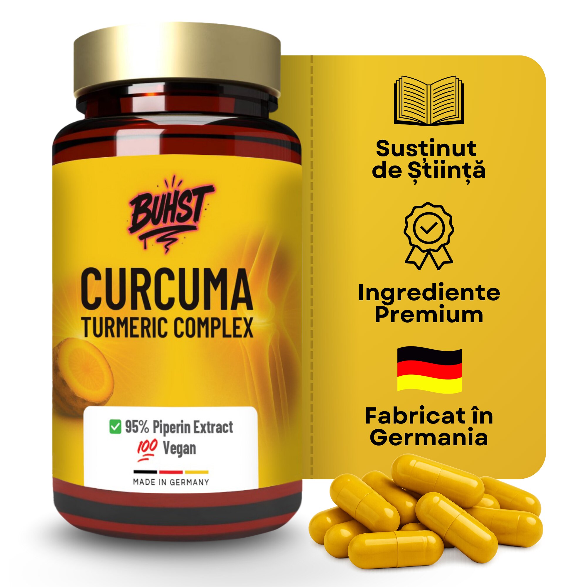 Supliment alimentar Turmeric Curcuma Complex BUHST – cu Curcumin ...