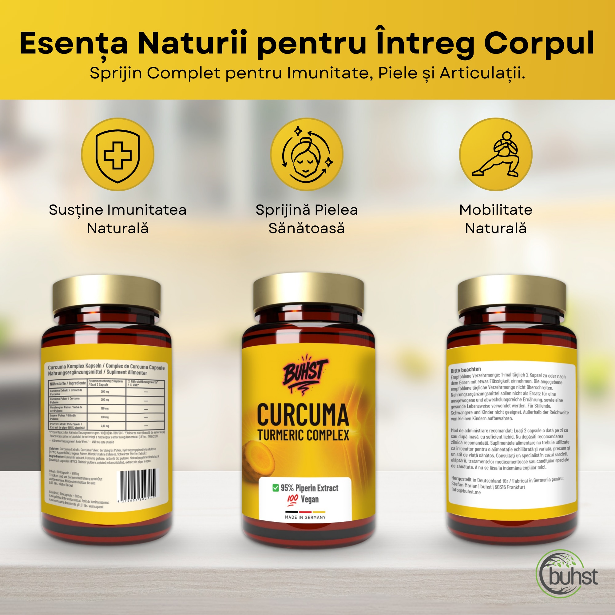 Supliment alimentar Turmeric Curcuma Complex BUHST – cu Curcumin ...