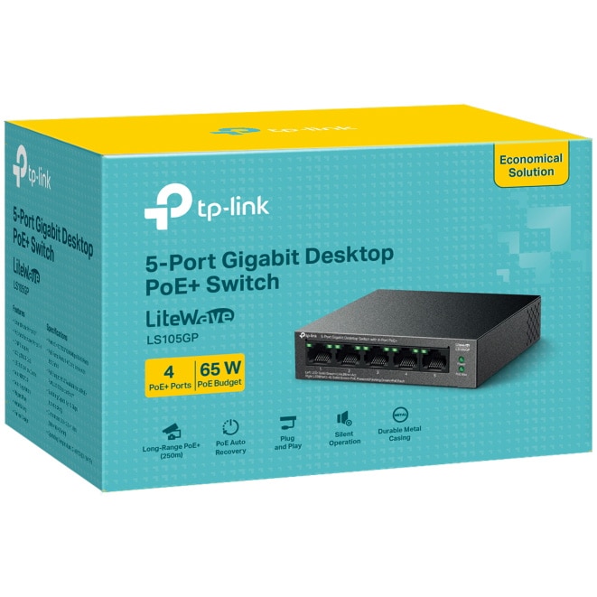 Switch PoE TP-Link Desktop, LS105GP, 5 porturi 10/100/1000Mbps PoE ...