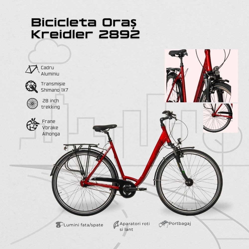 Bicicleta Oras Kreidler 2892 - 28 inch, S, Rosu - eMAG.ro