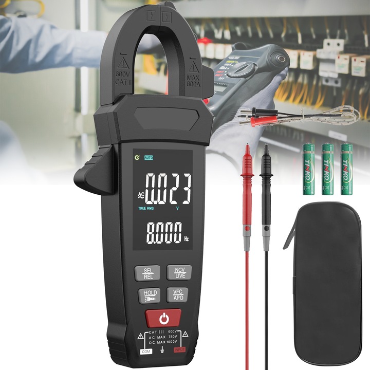 Цифрови клещи/мултиметър, SHIJOOE®, измерва AC/DC ток, NCV, напрежение, омове, ампери ...