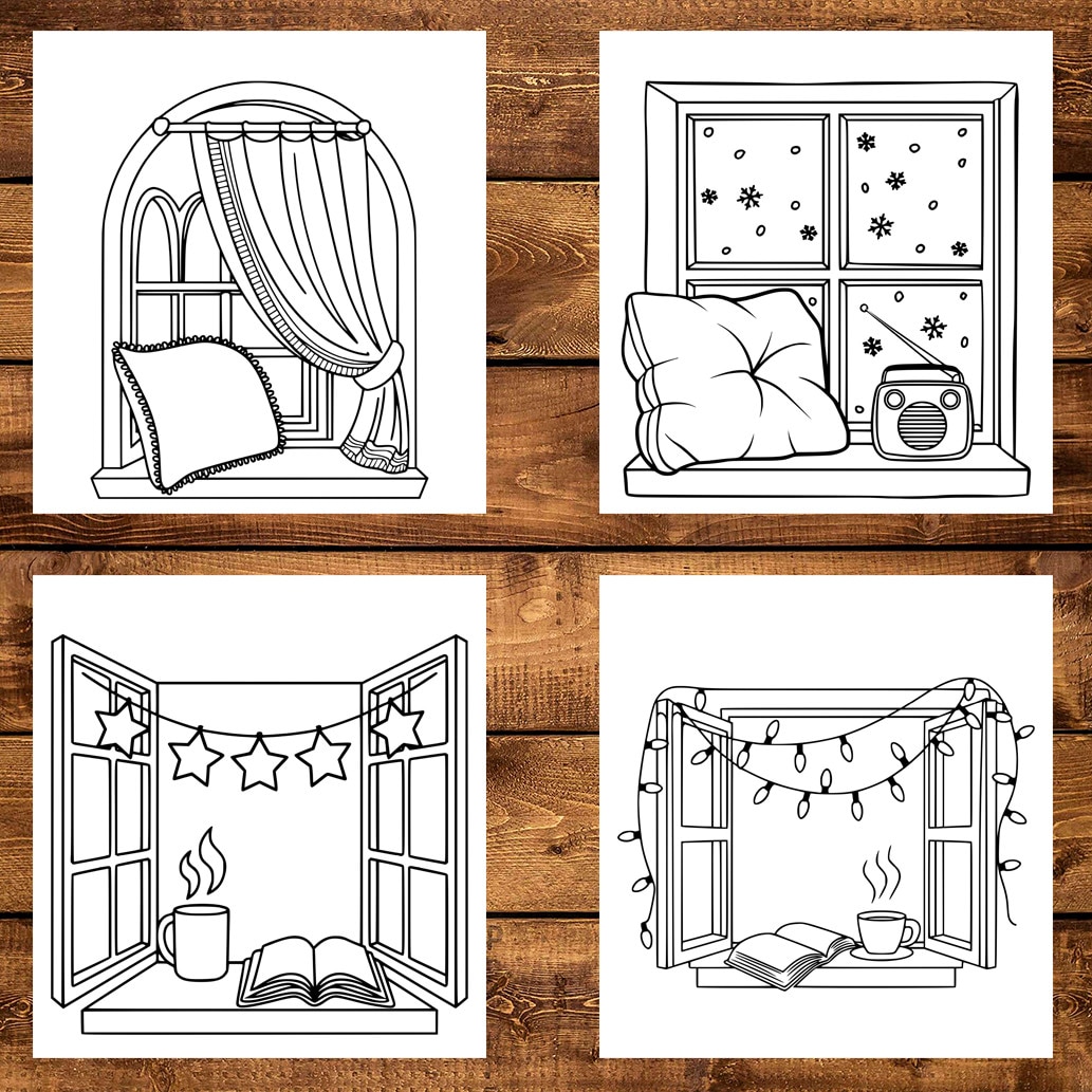 Carte de colorat antistres, 50 de ilustratii Cozy Windows, 106 pagini ...