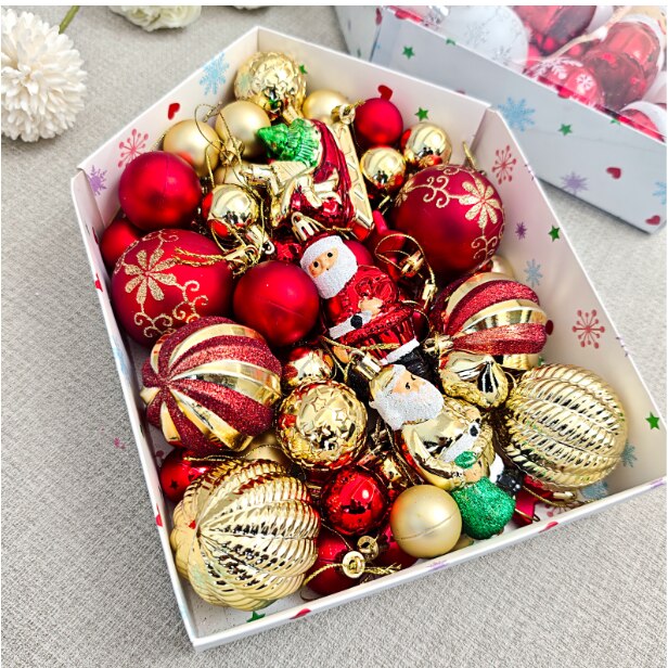 Комплект от 72 коледни топки, Charmorah, многоцветни, пластмасови ...