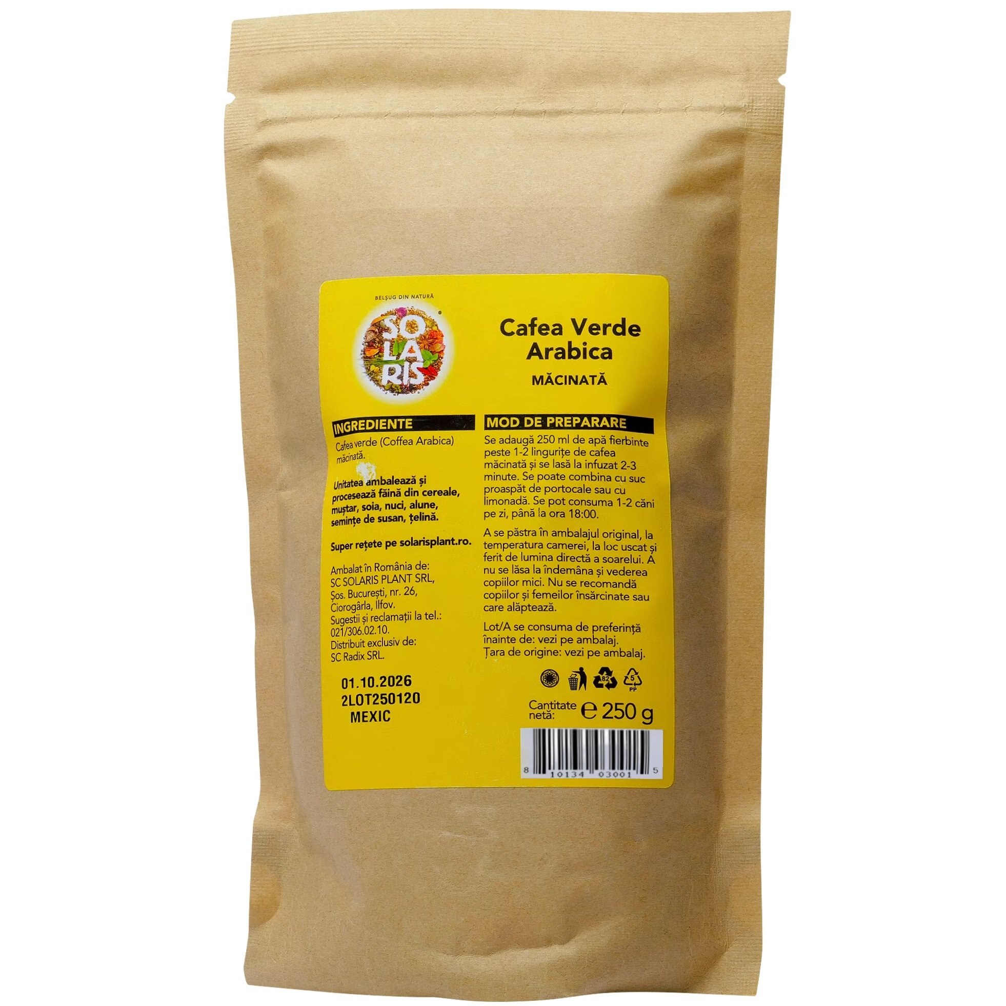 Cafea verde arabica, macinata 100%natural, fara aditivi, coloranti sau ...