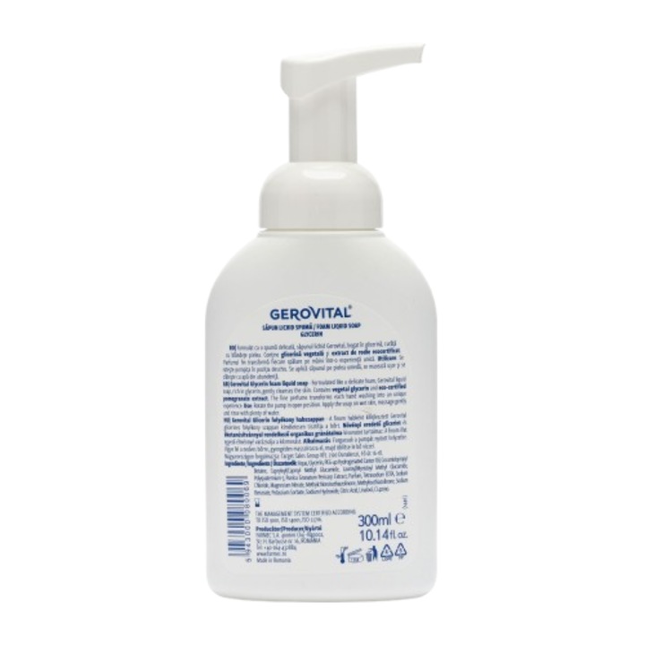 Sapun lichid spuma pure cu glicerina Gerovital, 300 ml - eMAG.ro