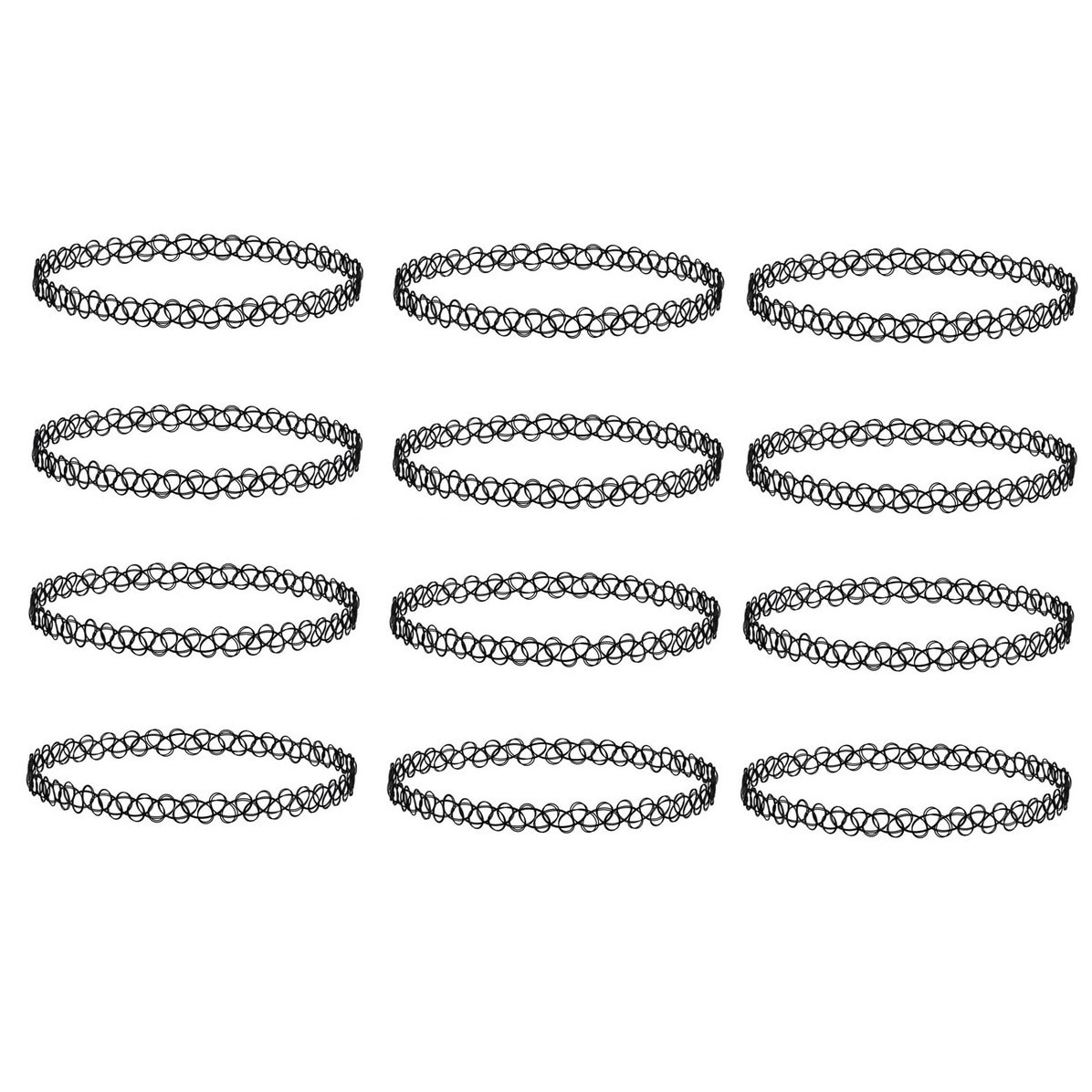 Set de 24 coliere dama, model choker, negru, stil punk intunecat ...