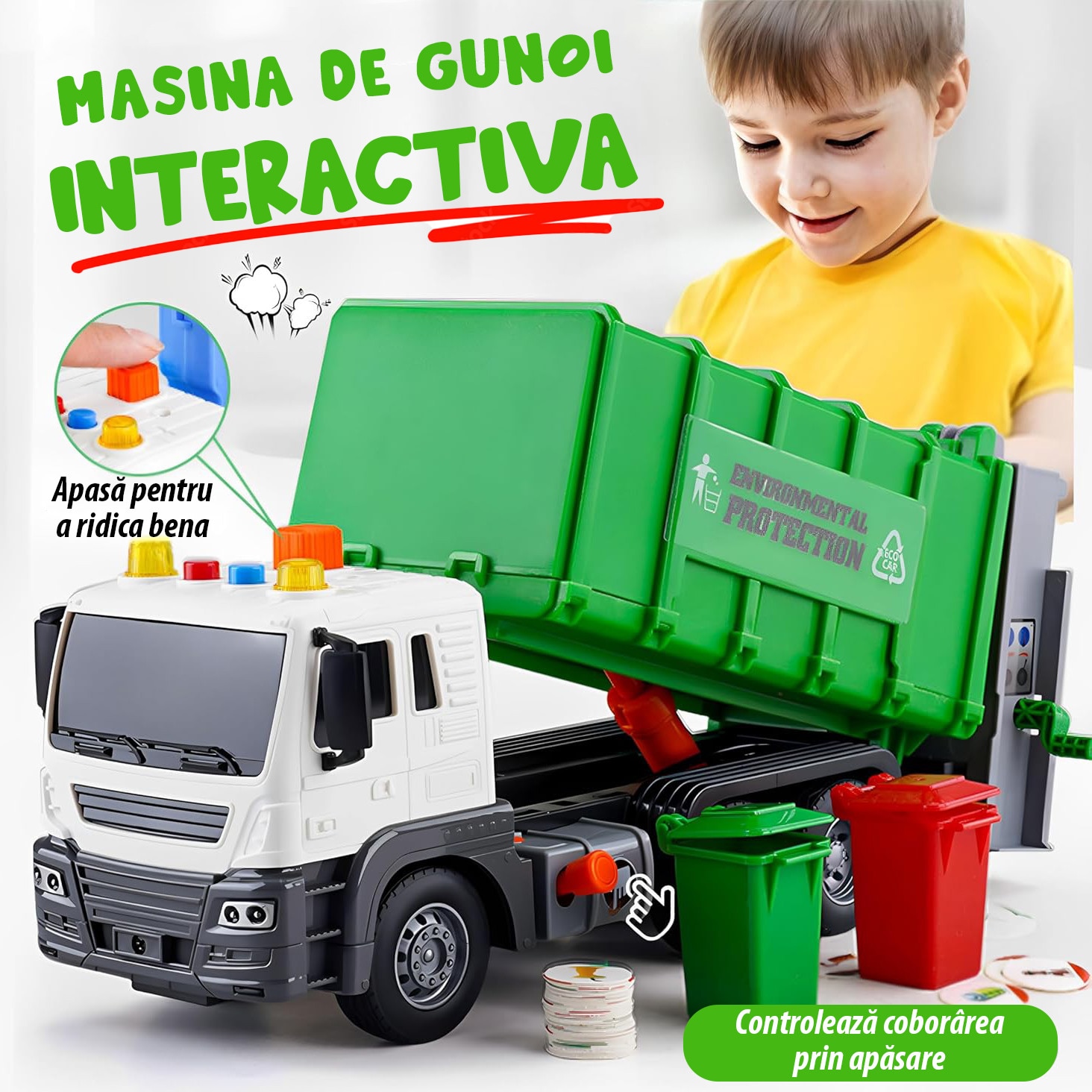 Masina de Gunoi Pitikot®, Buton pentru Ridicarea Containerului ...