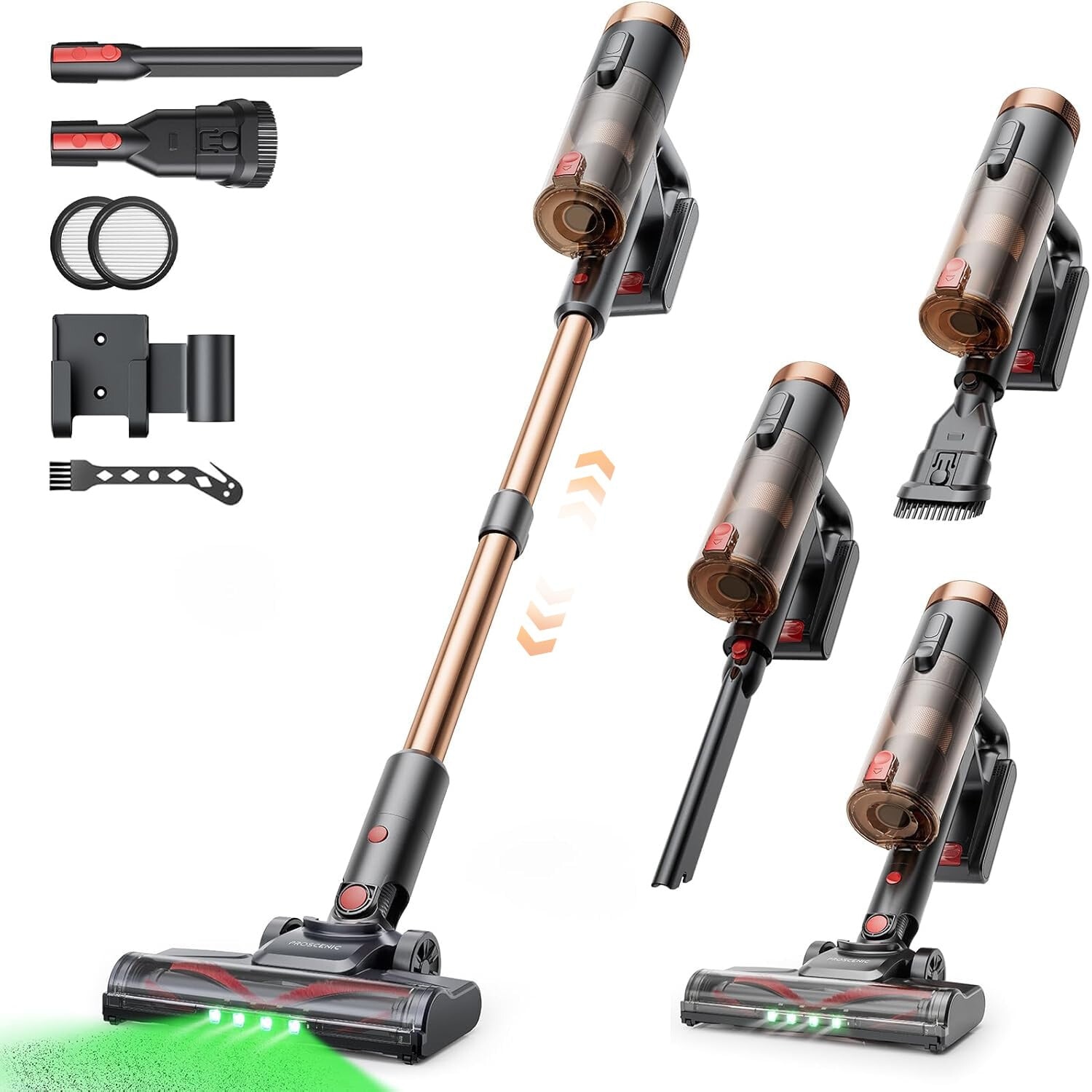 Aspirator vertical Proscenic P11 Ultra, fără fir, 40Kpa, lumina verde ...