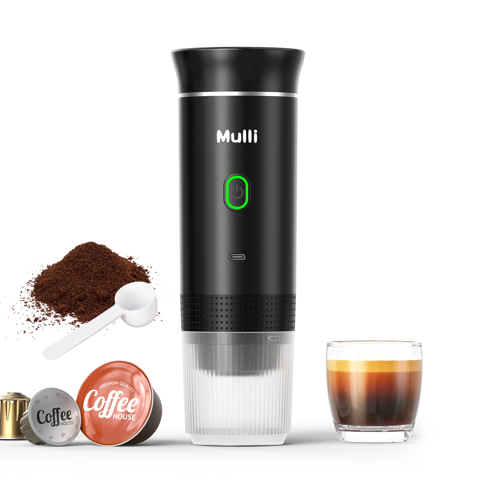Mulli Cordless Espresso Machine | Presiune 20-Bar si autoincalzire ...