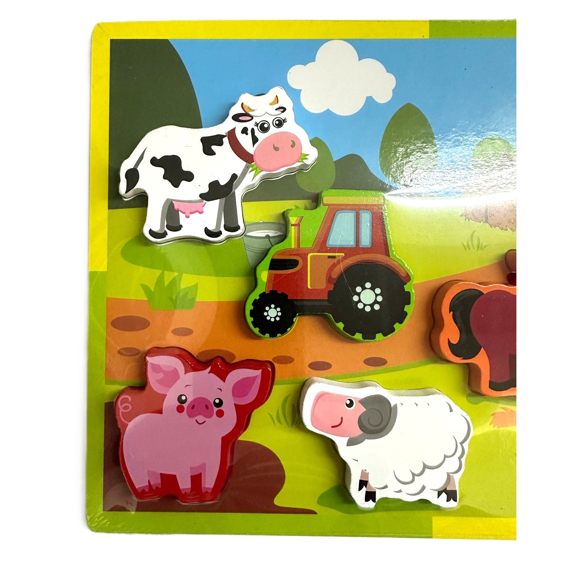 Puzzle incastru, GHEMOTOC® placa din lemn cu 7 piese, animale domestice ...