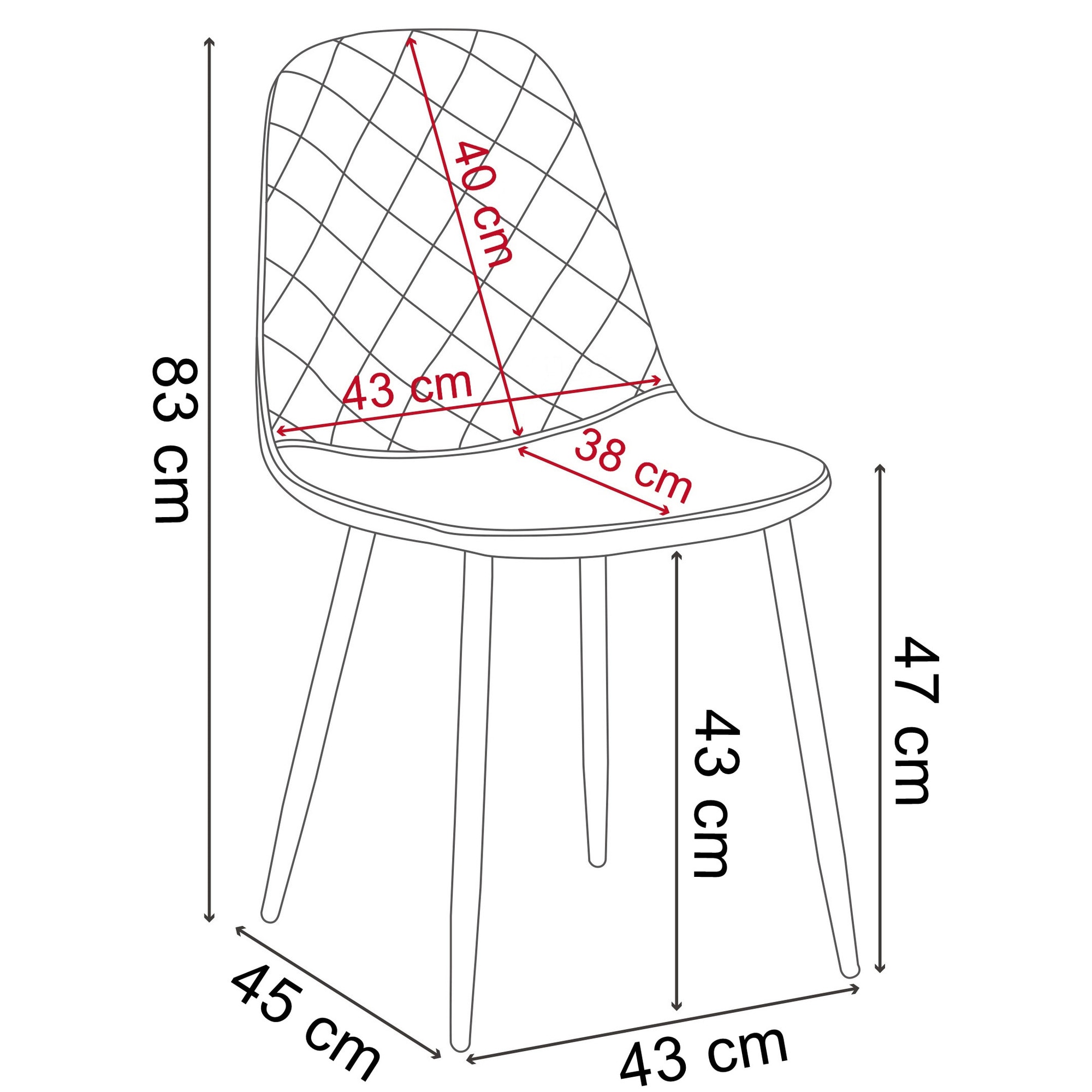 Scaun tapitat din catifea grafit, cu picioare metalice, set de 1 bucata ...