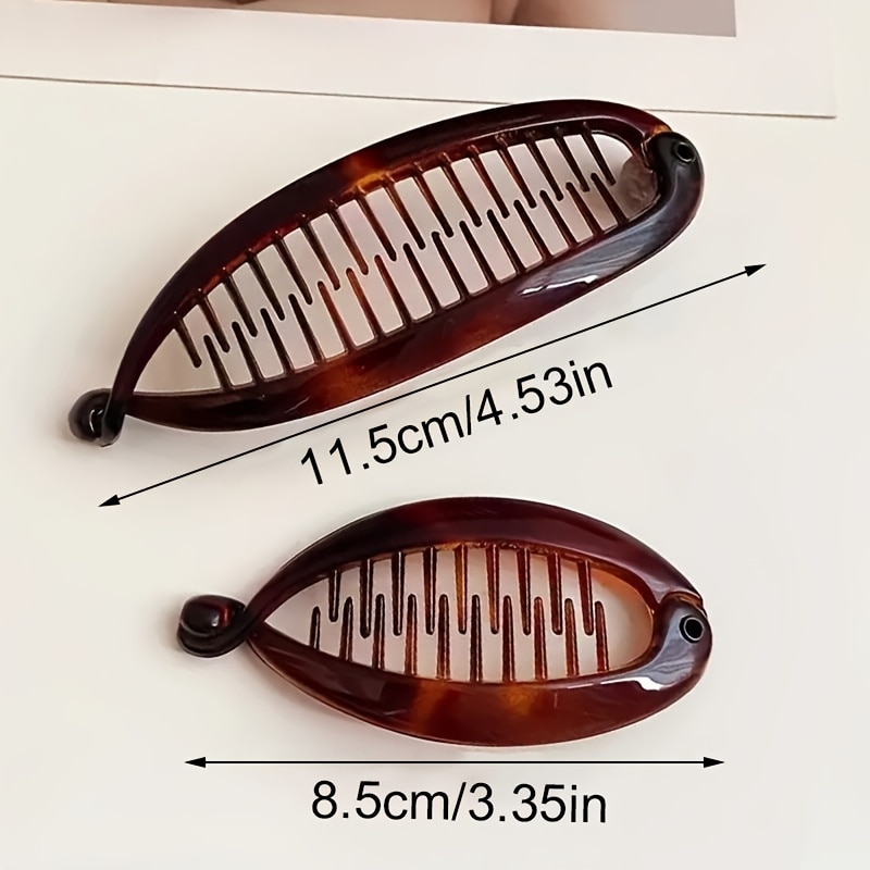 Set 2 Clame de par, Danati, Tip Banana, culoare Chihlimbar, 3 x 11.5 cm ...