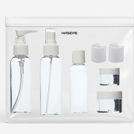 Set recipiente cosmetice travel HASEPE, Kit calatorie 8 piese cu ...