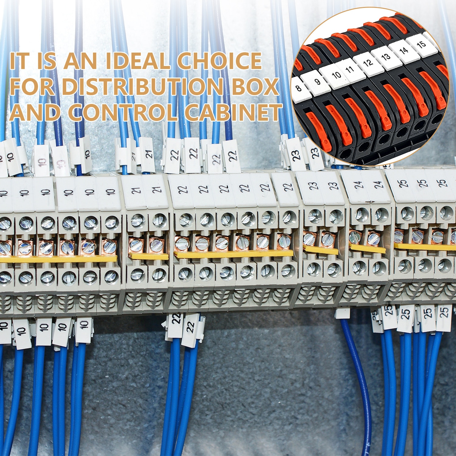 Set de 20 terminale de cablu, qipuneky, rezistente la flacara, negru, 0 ...