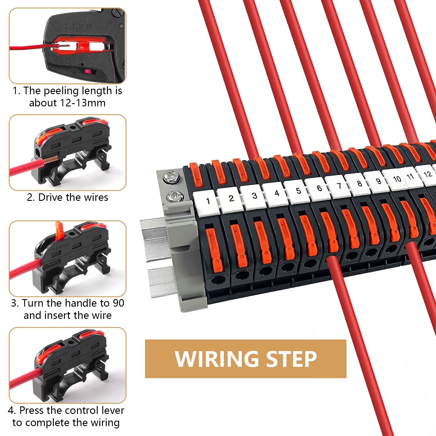 Set de 20 terminale de cablu, qipuneky, rezistente la flacara, negru, 0 ...