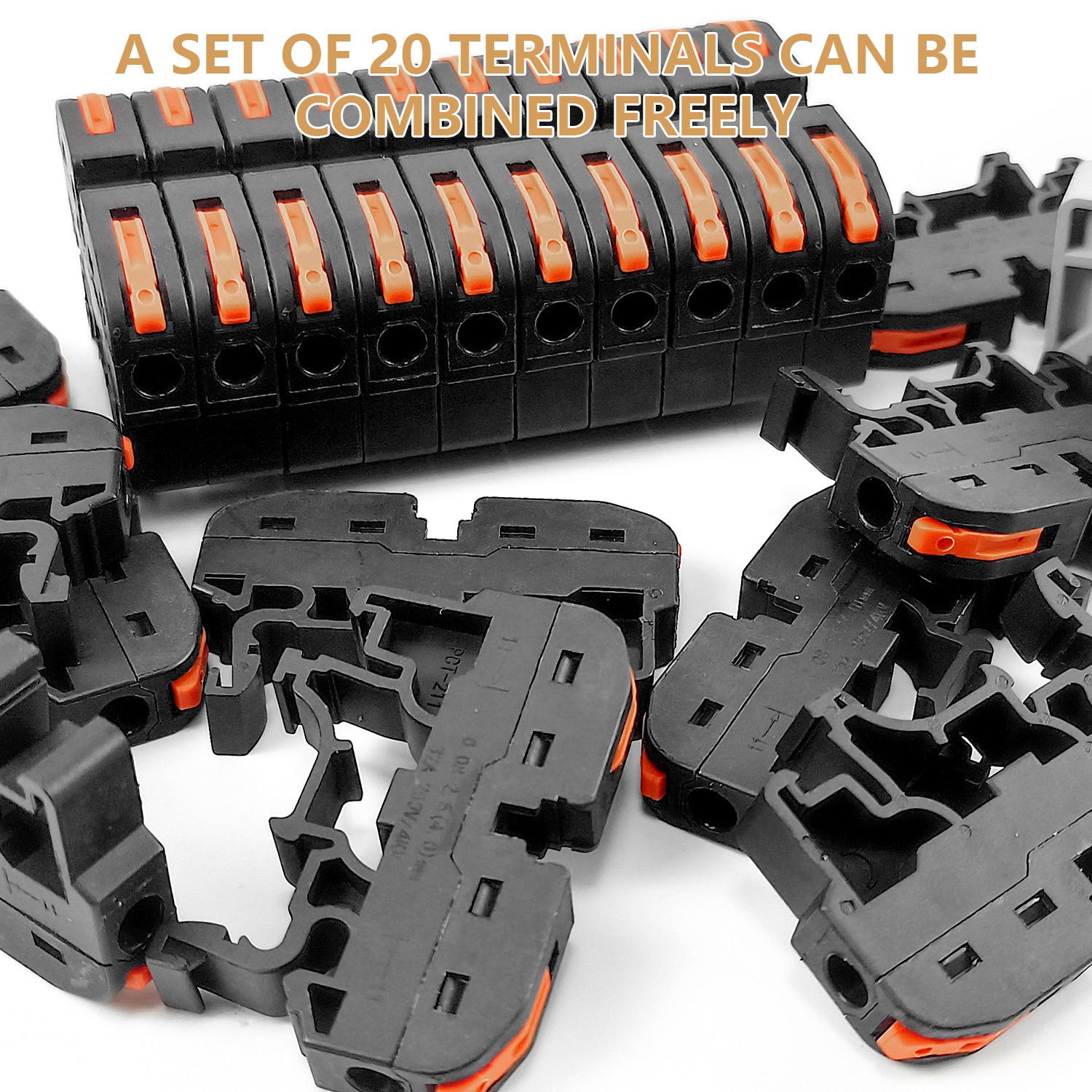 Set de 20 terminale de cablu, qipuneky, rezistente la flacara, negru, 0 ...