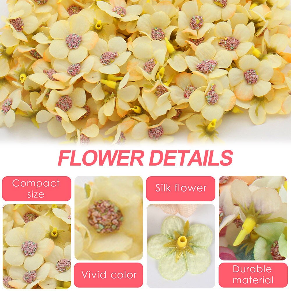 200 buc flori artificiale de matase, ornamente, mini flori, coroana DIY ...